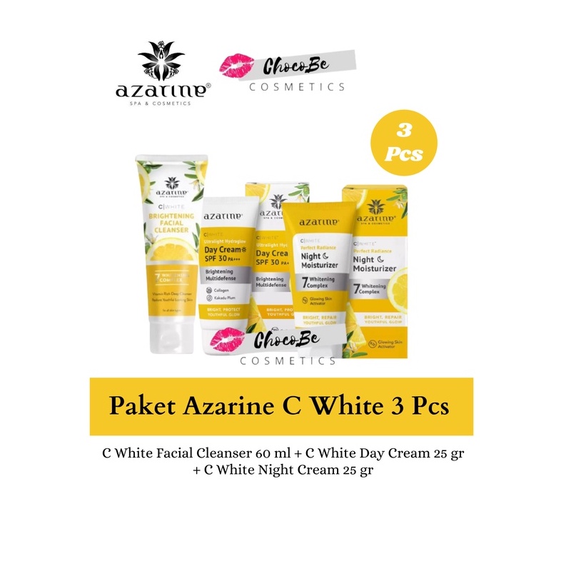 Jual Paket Azarine C-White 3 Pcs (Facial Cleanser 60 ml+ Day Cream 25 ...