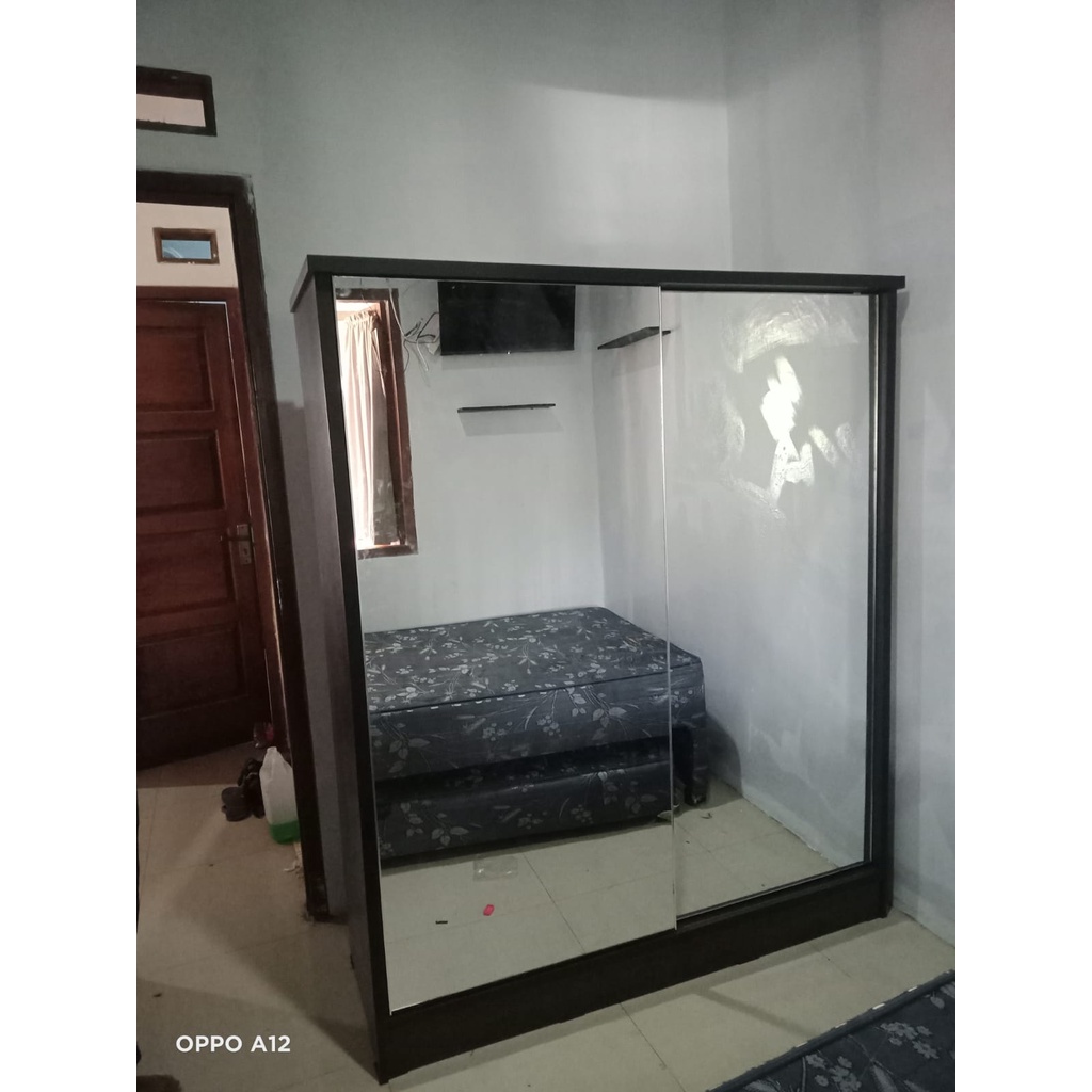 Jual Lemari Slide Full Kaca Frameless 2 Pintu | Shopee Indonesia