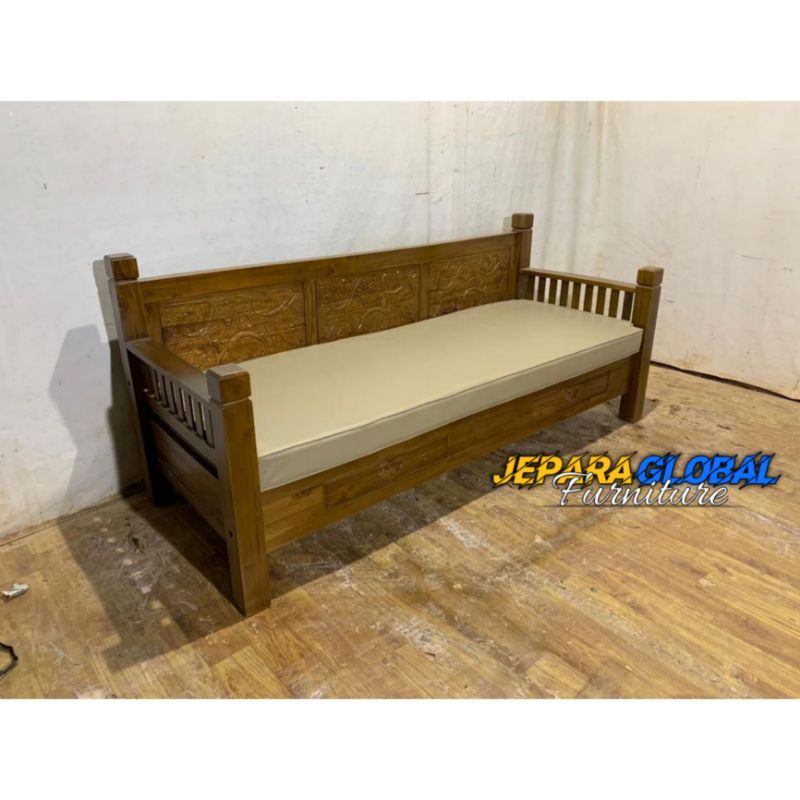 Jual bangkue bale-bale minimalis Jati Free Busa ( bangku jati,bale ukir ...