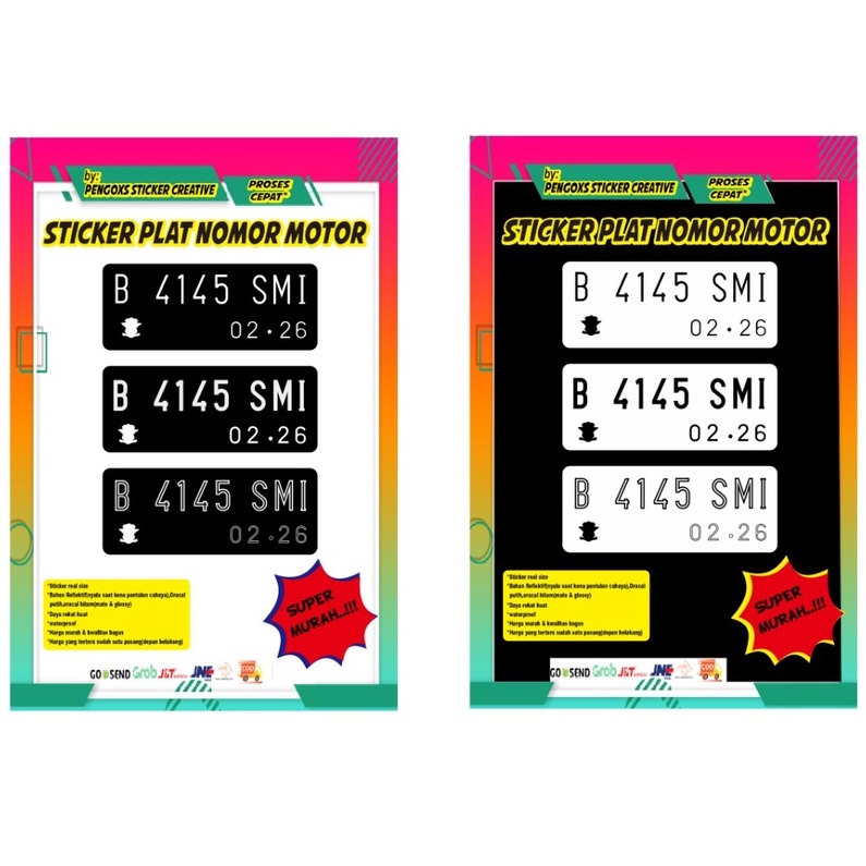 Jual Sticker Plat Nomor Motor ( real size) | Shopee Indonesia