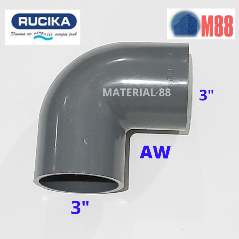 Jual Keni 3 inch RUCIKA AW - Elbow 90 Derajat Knee Knie L Pipa PVC | Shopee Indonesia