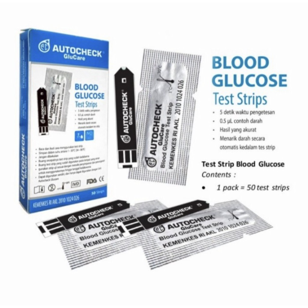 Jual Strip Autocheck GluCare Cek Gula Darah / Blood Glucose Test Strip ...