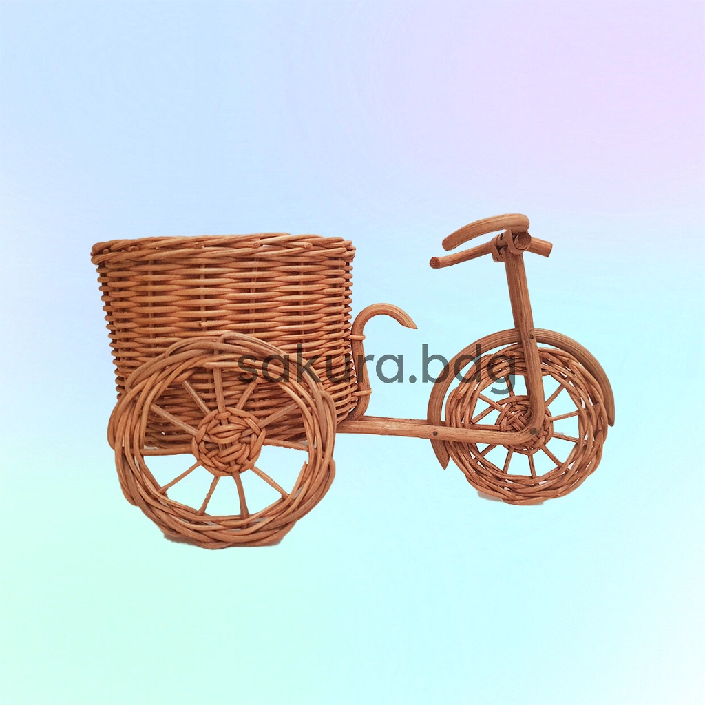 Jual K78A - Keranjang rotan sepeda bulat 12x8.5 cm hampers parcel vas ...