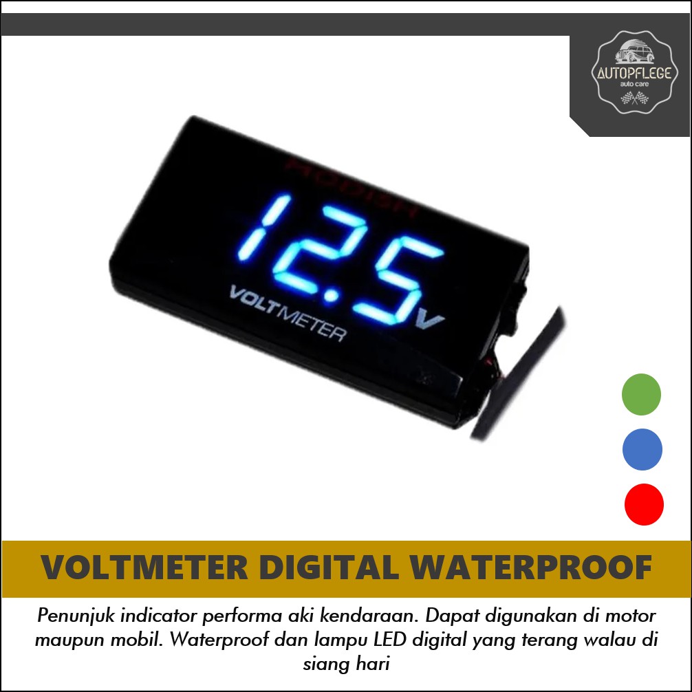 Jual Voltmeter Digital Pengukur Tegangan Voltase Aki Motor Waterproof ...