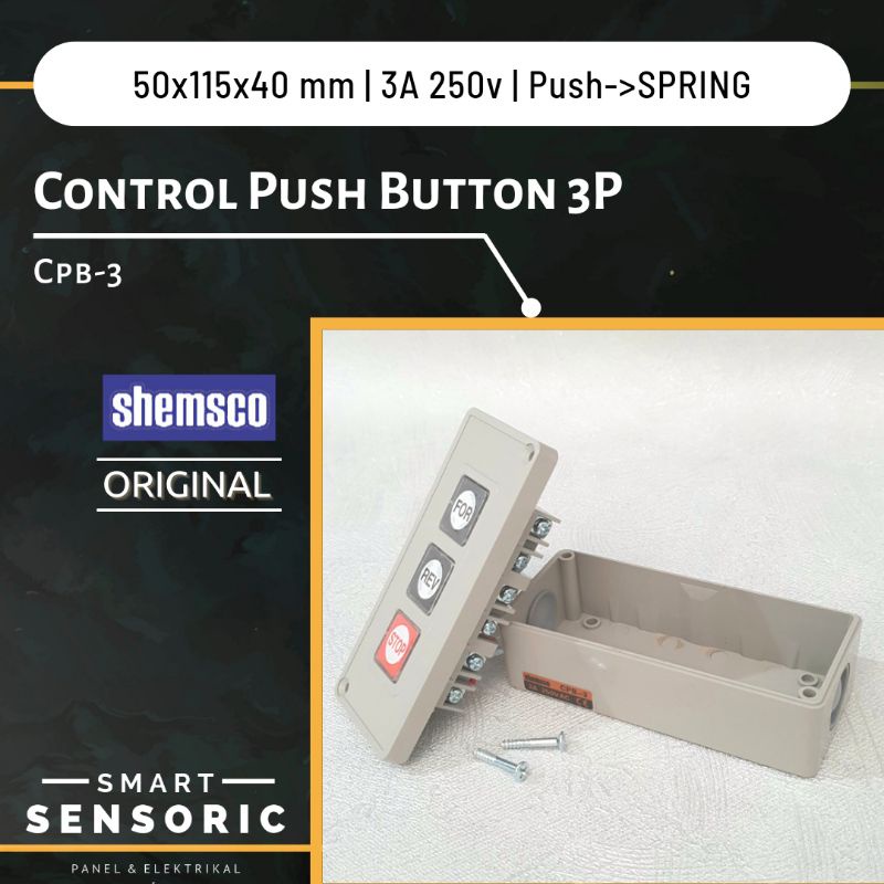 Jual 3A 250v For-Rev-Stop Shemsco CPB-3 Control Push Button Tombol ...