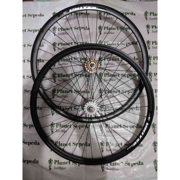 Jual Wheelset 700 United 04B Hub Fixie Jari BS Hitam Gravel Fixie ...