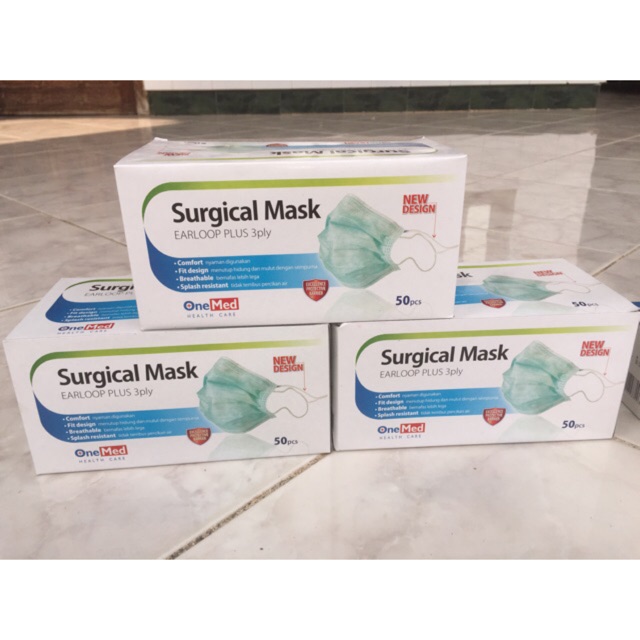 Jual Masker onemed earloop plus hijab 3ply box isi 50 pcs | Shopee ...