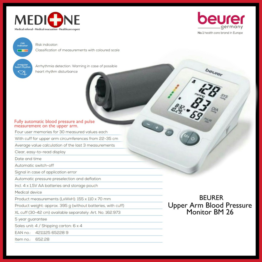Jual Beurer BM 26 Upper Arm Blood Pressure Monitor Tensimeter Alat Ukur ...