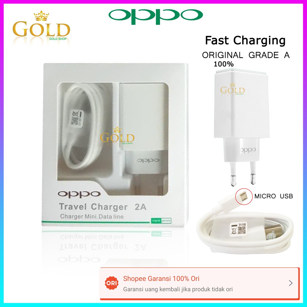 Charger Oppo Original 100% Fast Charging 2A / Support Oppo F7 F5 F3 F1s ...