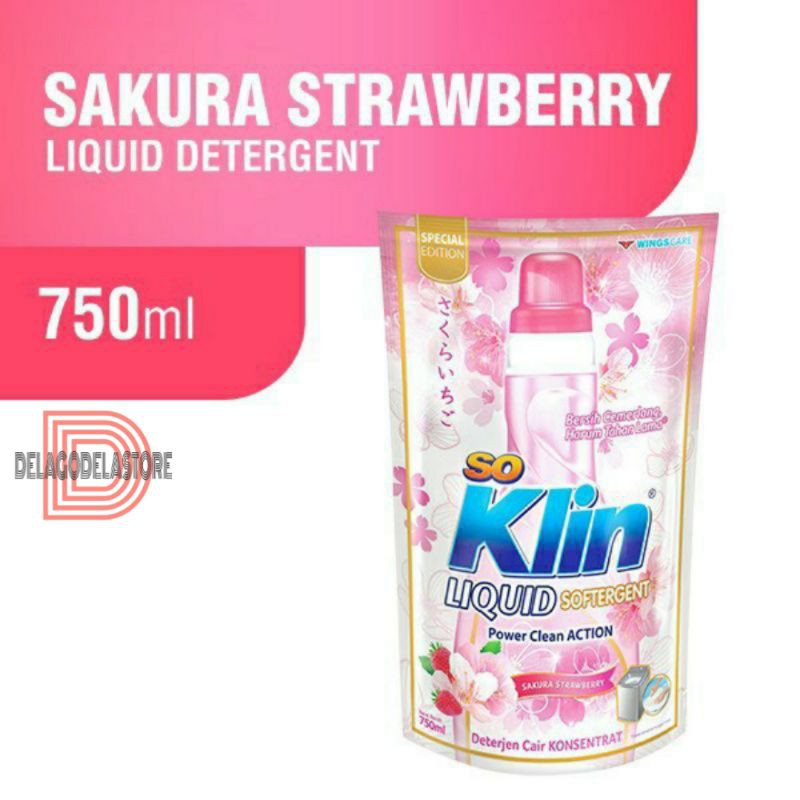Jual So Klin Liquid Detergent Softergent Soft Sakura 750ml / Soklin Deterjen Cair Strawberry ...
