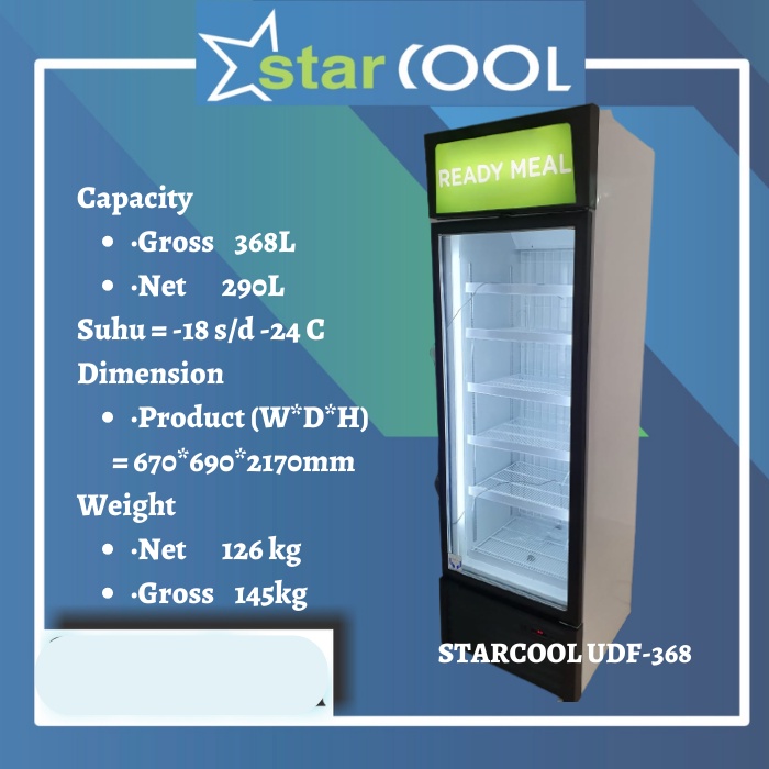 Jual STARCOOL UDF-368 Upright Freezer With Glass Door | Shopee Indonesia