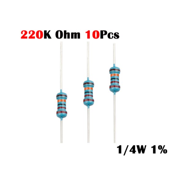 Jual Resistor 220K Ohm 220 K 220K Ohm 1/4W 1% Metal film 10x 10 pcs | Shopee Indonesia