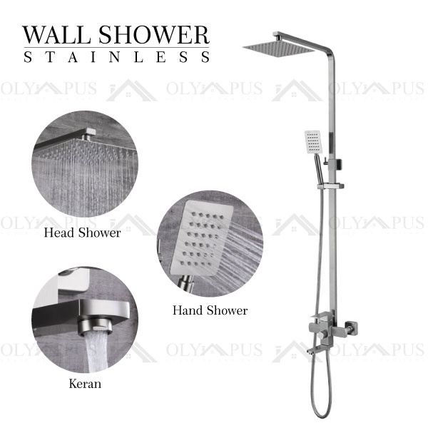 Jual Shower Keran Stainless Steel Set Head Hand Shower Kran Panas ...