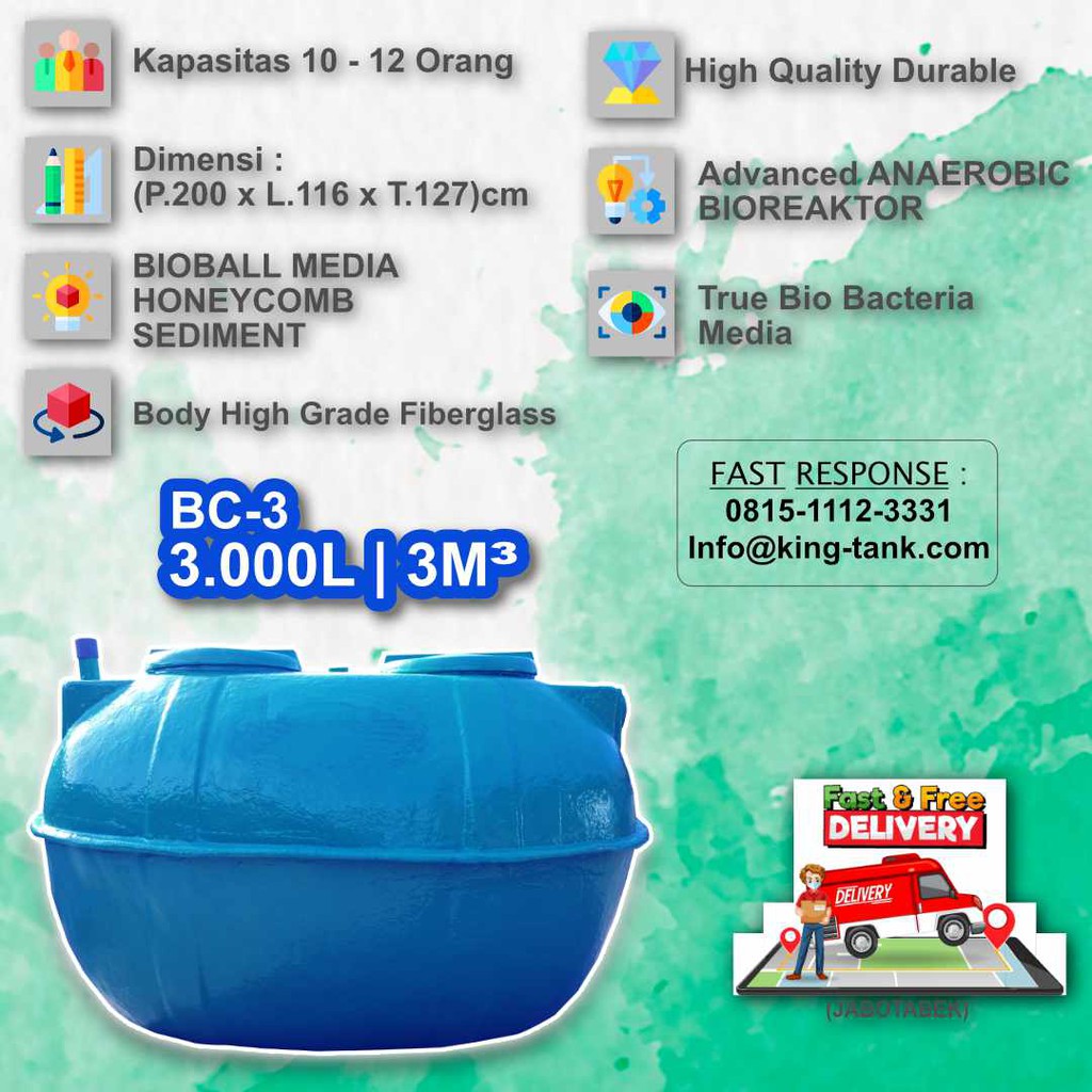 Jual Tangki Bio Septic Fiberglass - 3000 L / 3M3 (BIOTANK-BIOFILTER ...