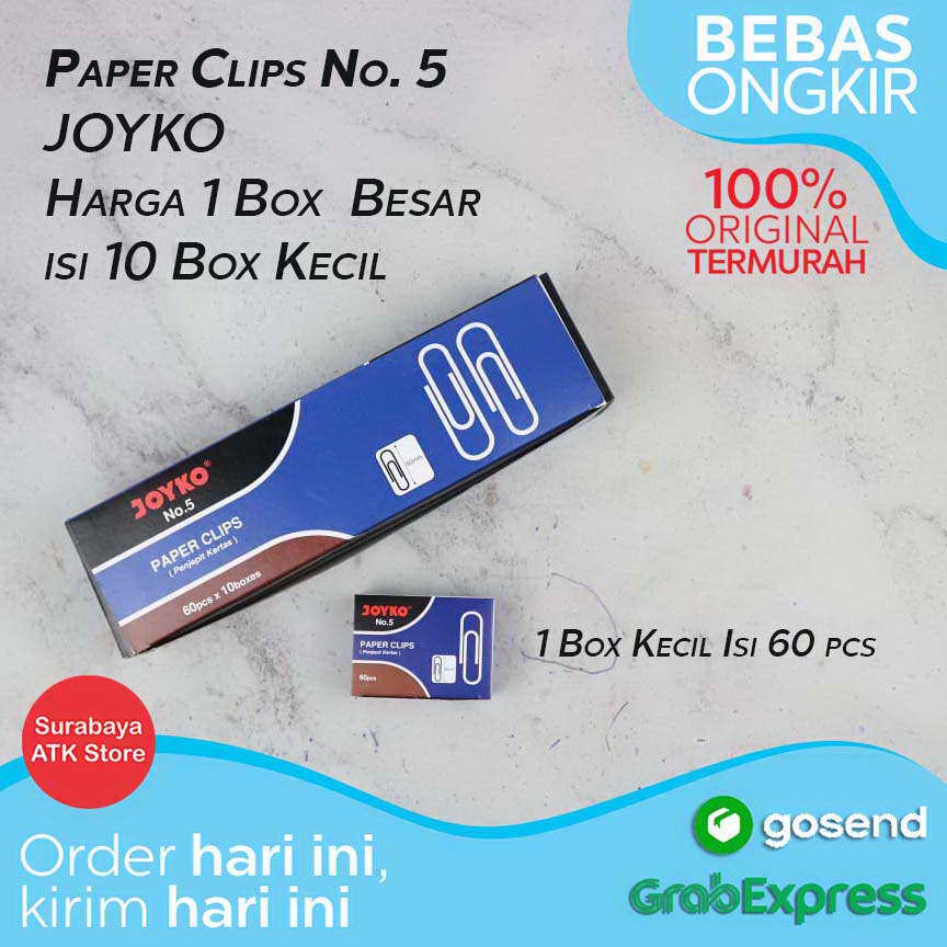 Jual Paper Clip No. 5 10BOX 600pcs Klip Penjepit Kertas Binder Clip ...