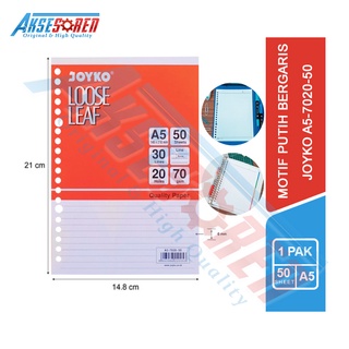 Jual Kertas Binder Loose Leaf A5-7020-50 Joyko Putih Bergaris [50 Lembar] / Isi Binder A5 1 Pak ...