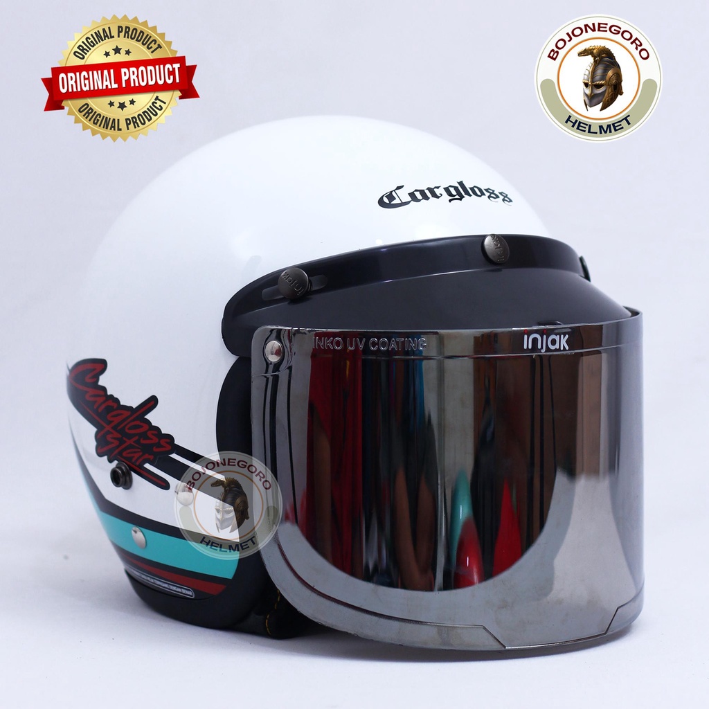 Jual Helm Cargloss CFM Retro Classic | STAR LINK White Glossy | SNI ...