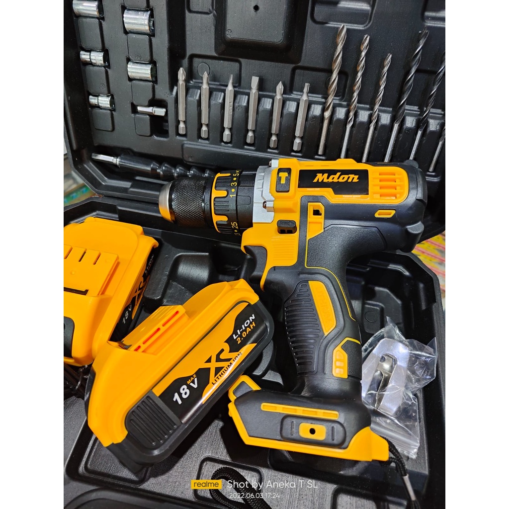 Jual Cordless Drill MDON-18TS Bor Batre Mdon 18V 10MM Mdon 18TS 2 Batre ...