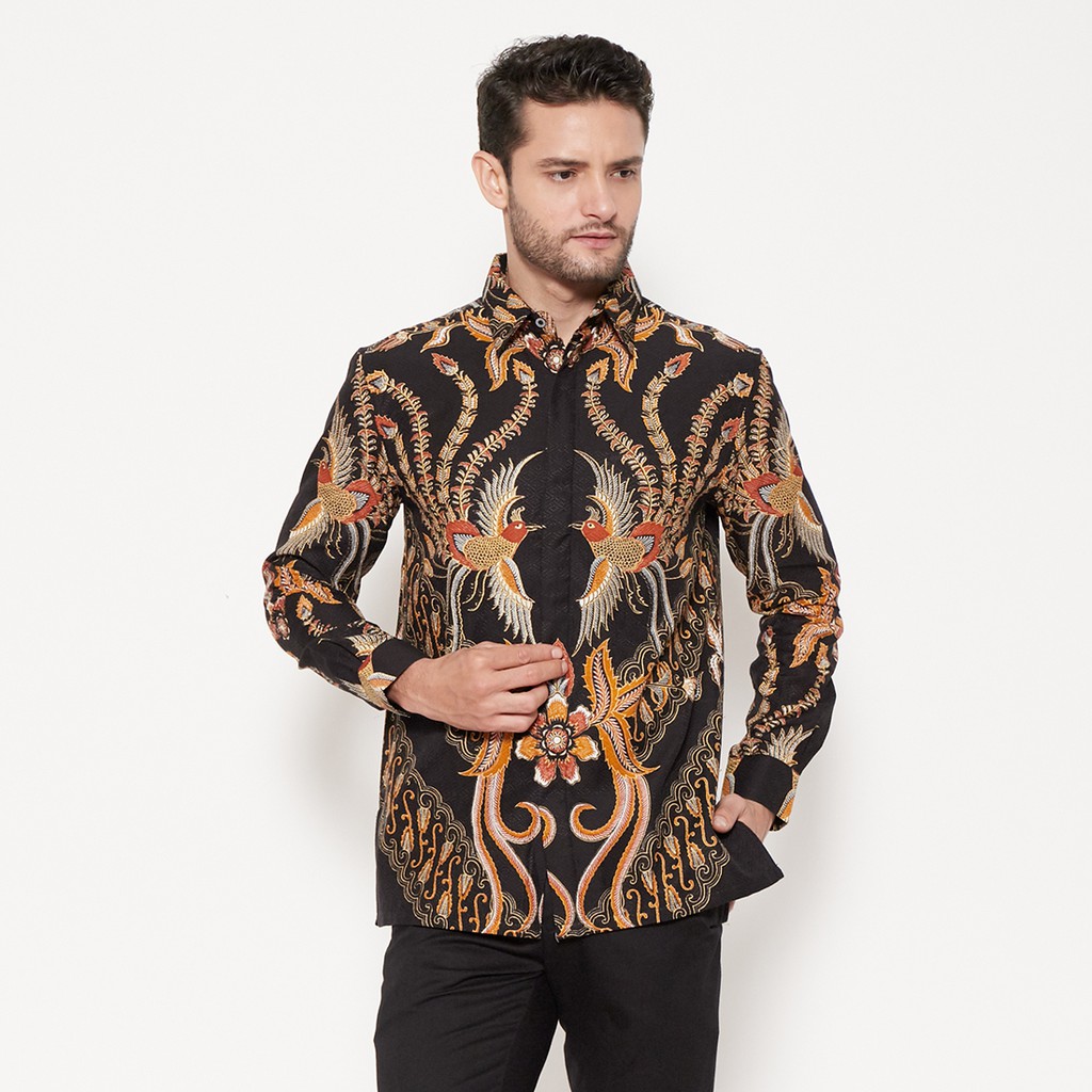 Jual Batik Semar Kemeja Lengan Panjang - Parang Simpangan - Hitam ...