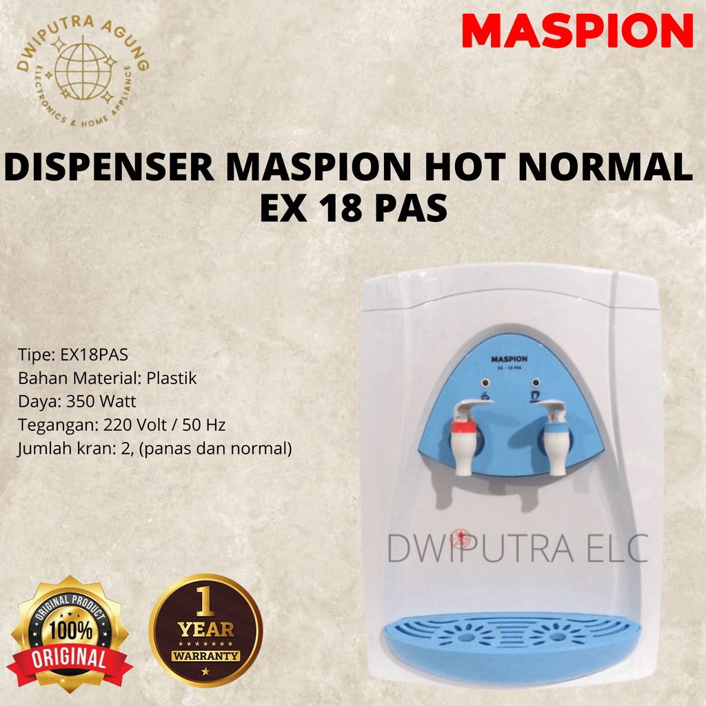 Jual DISPENSER AIR MASPION EX18PAS EX 18 PAS PANAS-NORMAL | Shopee ...
