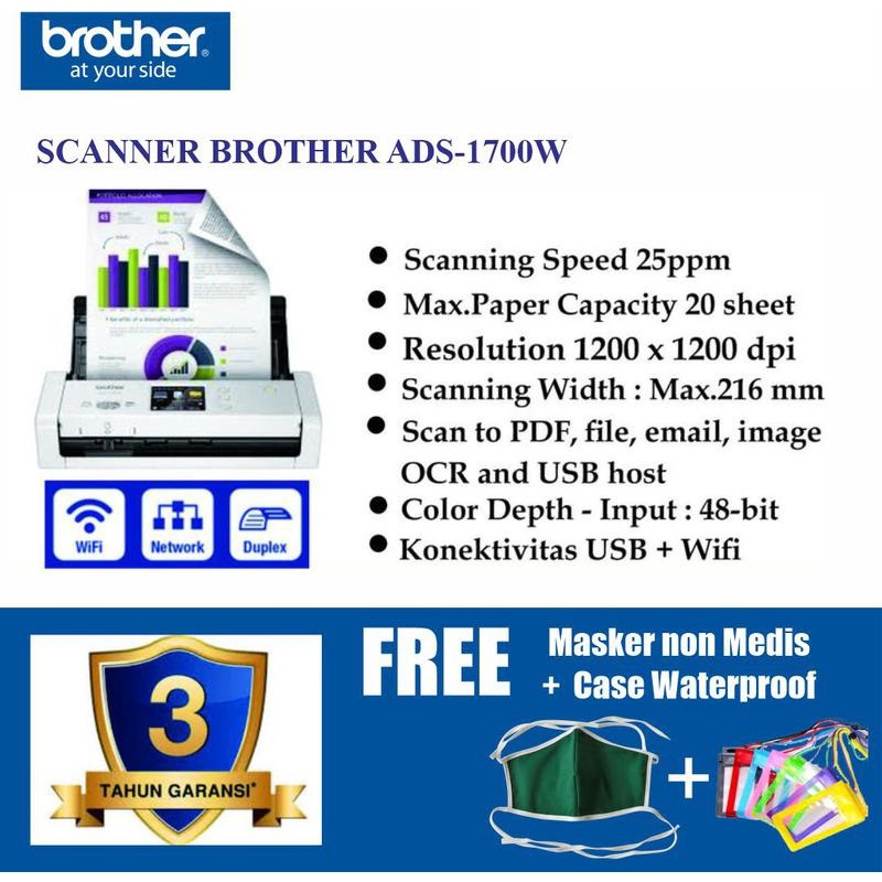 Jual SCANNER BROTHER ADS-1700W | Shopee Indonesia