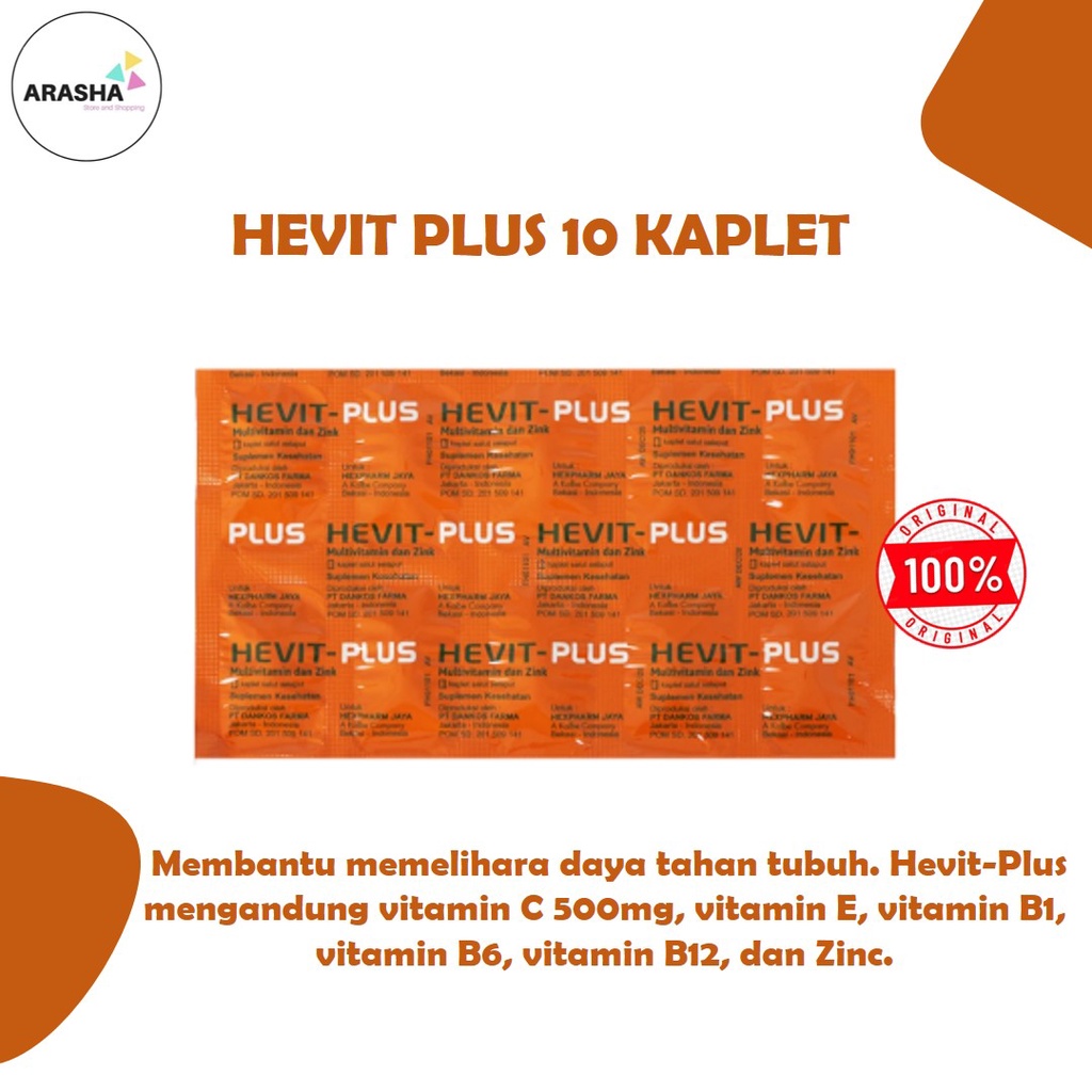 Jual HEVIT PLUS 10 KAPLET - Multivitamin Dan Zinc/Vitamin C 500mg ...