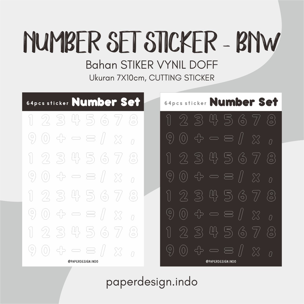 Jual STIKER ANGKA NUMBER BLACK N WHITE DECORATION STICKER PACK CUTE ...