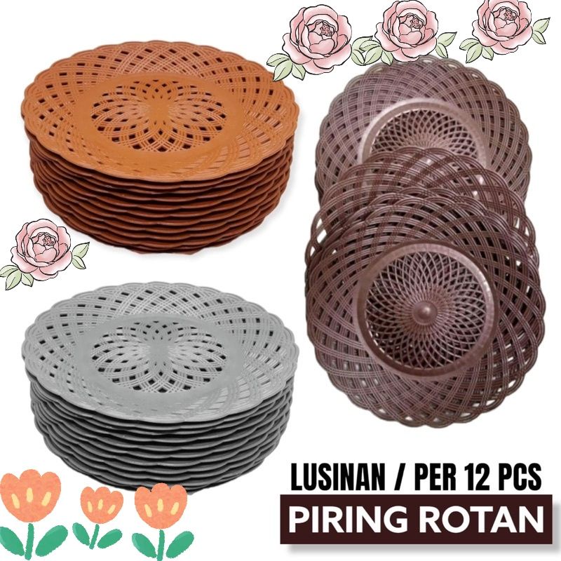 Jual PIRING PLASTIK ROTAN COKLAT/LUSIN (12PCS) PIRING ROTAN PLASTIK | Shopee Indonesia