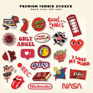 Jual 25pcs RED THEME 2.0 Aesthetic Sticker Tumblr Indonesia|Shopee ...