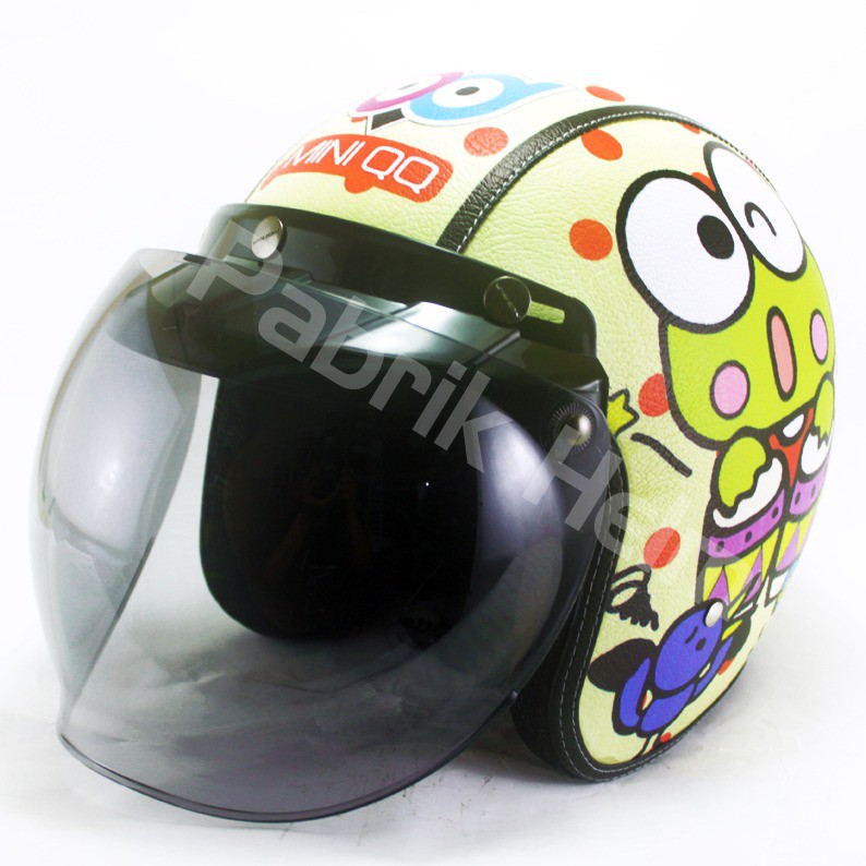 Jual Helm Retro Kulit Motif KROPI Kuning Indonesia|Shopee Indonesia