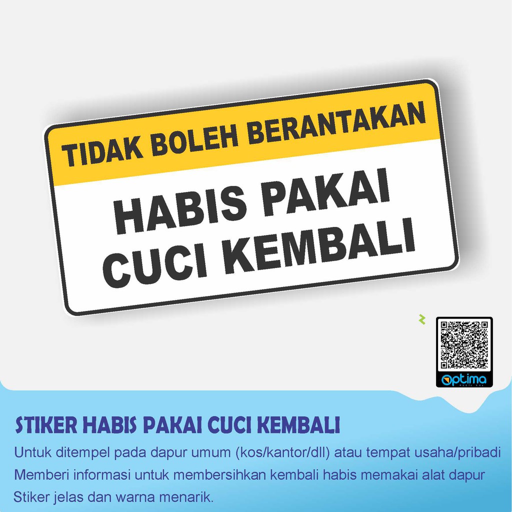 Jual STIKER HABIS PAKAI CUCI KEMBALI ukuran 25 x 12 cm | Shopee Indonesia