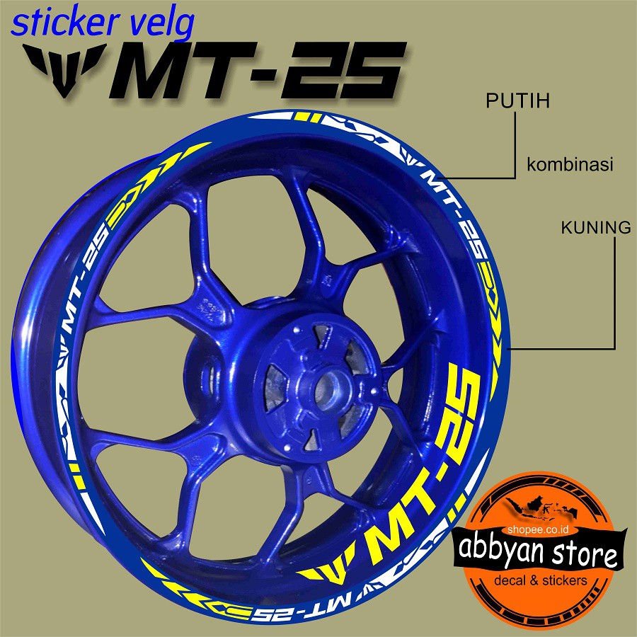 Jual Stiker Velg Sticker Motor Decal Yamaha MT25 Velg Biru bisa custom ...