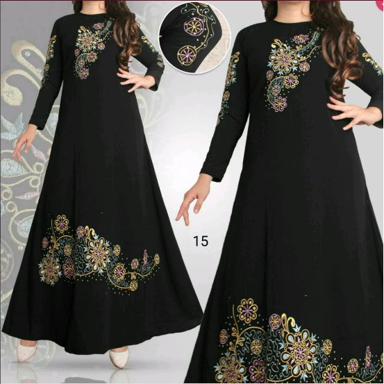 Premium Rn Gamis Arabian Bordir Gamis Syari Hitam Modis Gaun Pesta ...