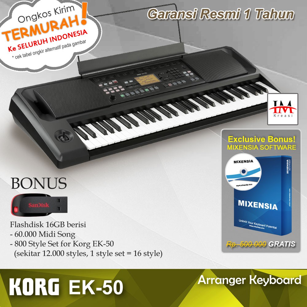 KORG EK50 / EK 50 Arranger Keyboard Garansi Resmi Bonus Mixensia ...