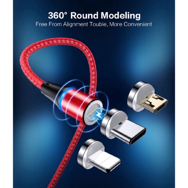 Jual Magnetic Charger Cable 3 in 1 Iphone Micro Type-C USB Kabel Cas ...