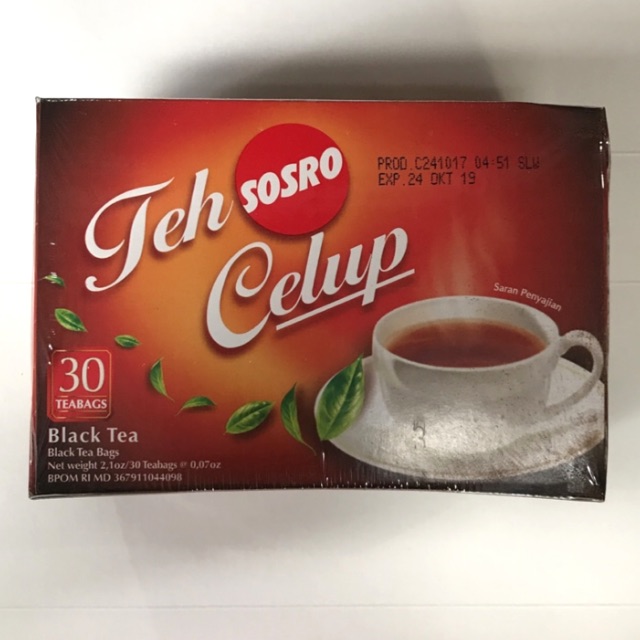 Jual TEH CELUP SOSRO 30 tesbags isi 30 sachet pcs tea bags kotak black ...