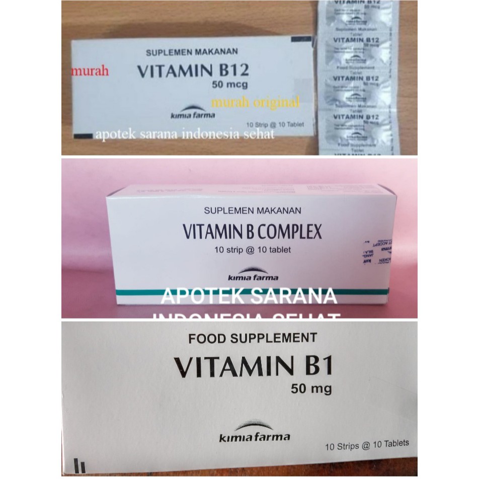 VITAMIN B 12, VITAMIN B1 DAN VITAMIN B COMPLEX - KIMIA FARMA - PER BOX ...