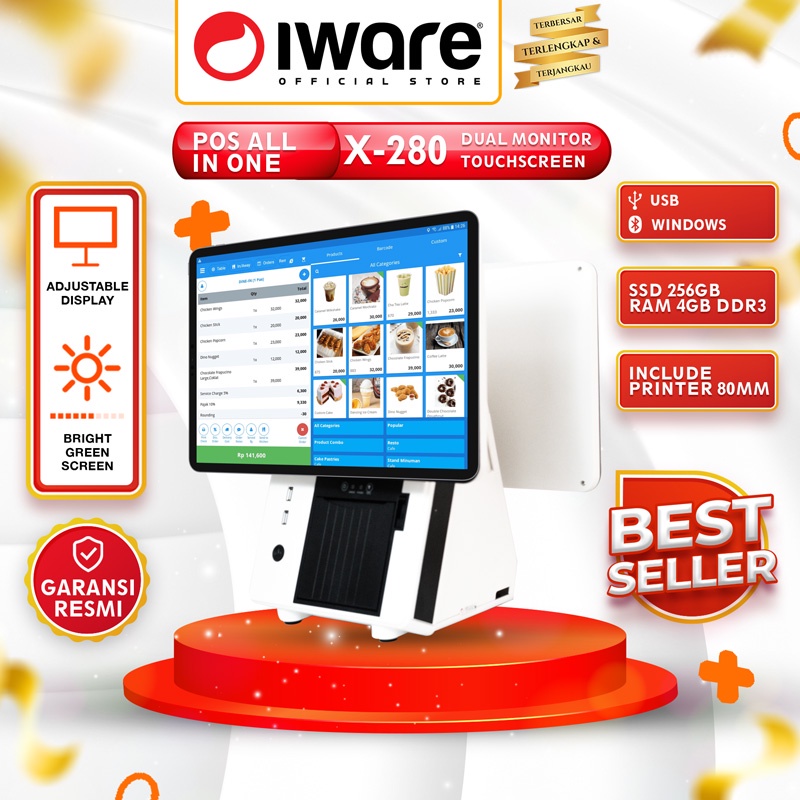 Jual Iware Mesin Kasir All In One Touchscreen Pos System Pc Iware X280 Inlucle Printer 80MM ...