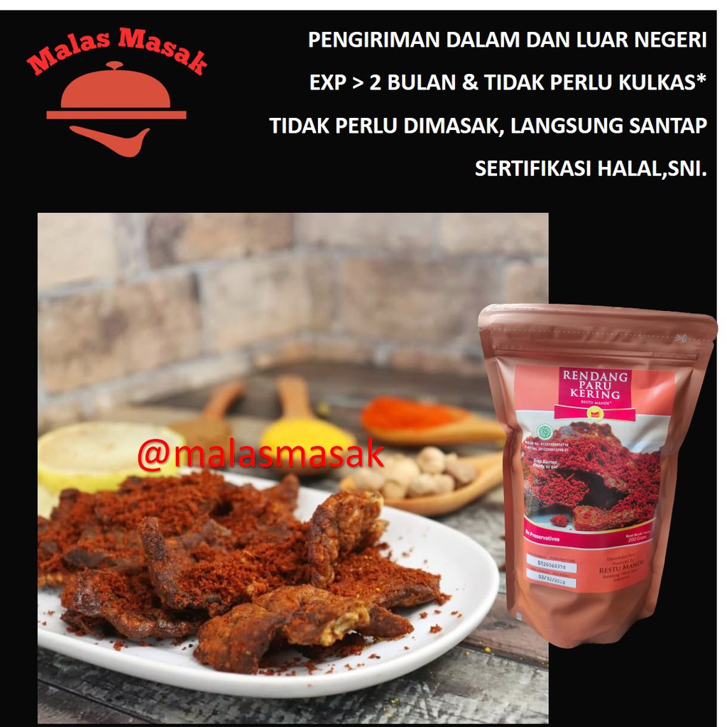 Jual Rendang Paru Kering Restu Mande 200 gram Indonesia|Shopee Indonesia