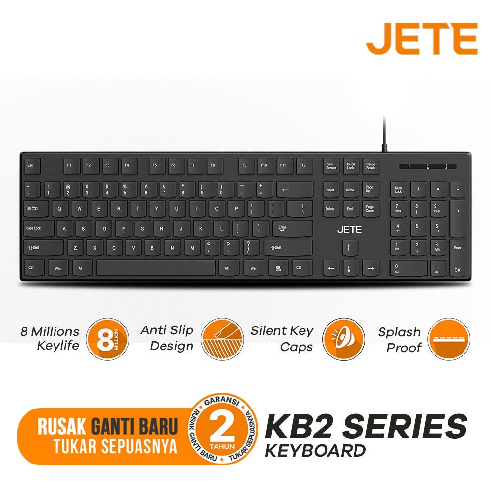 Jual Keyboard USB Slim JETE KB2 Silent Key Original Garansi Resmi 2 ...