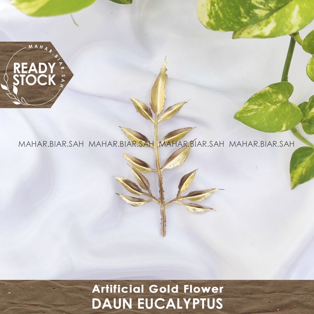 Jual RS Daun Eucalyptus Artificial Gold / Bunga Palsu / Daun Emas Palsu ...