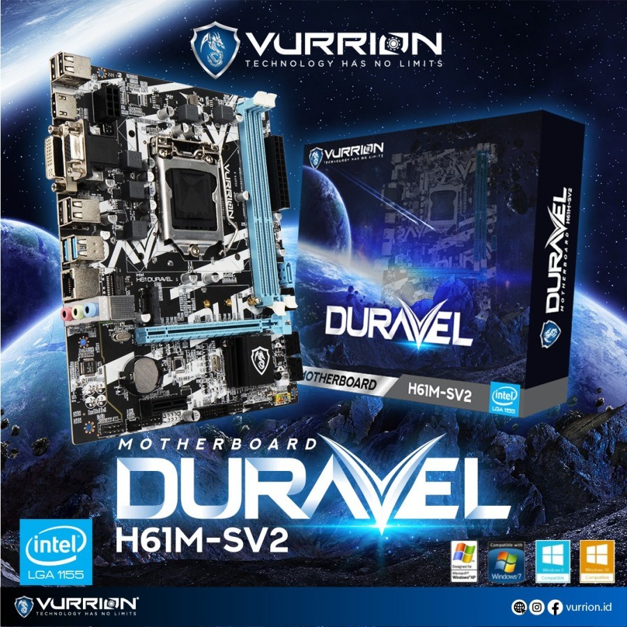 Jual Mainboard H61M-SV2 Duravel Vurrion Intel LGA 1155 - Mobo H61 Mb ...