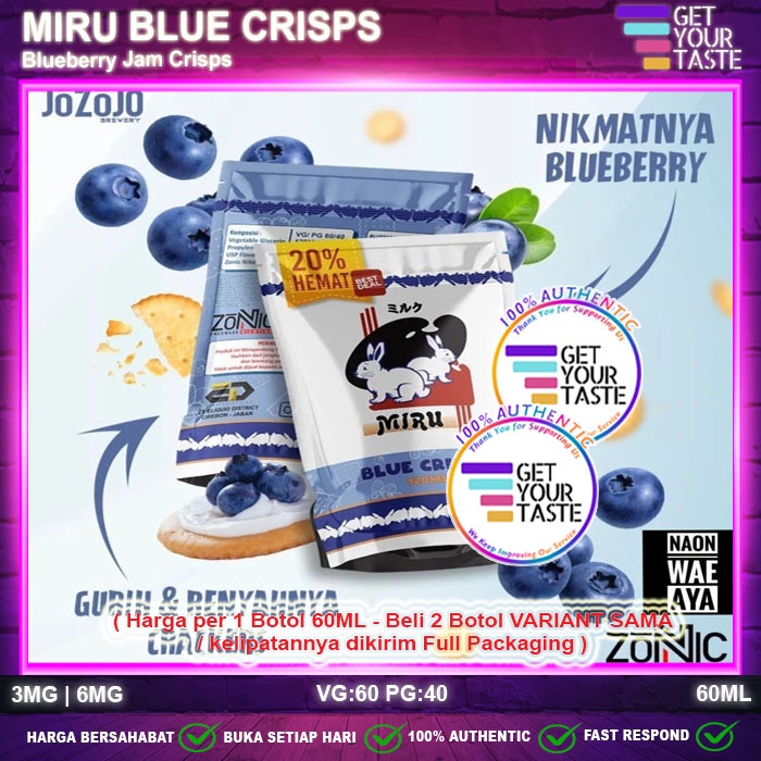 Jual Liquid Miru Blue Crisps 60ML Miru Blueberry Jam Crisps 60ML Jojozo ...