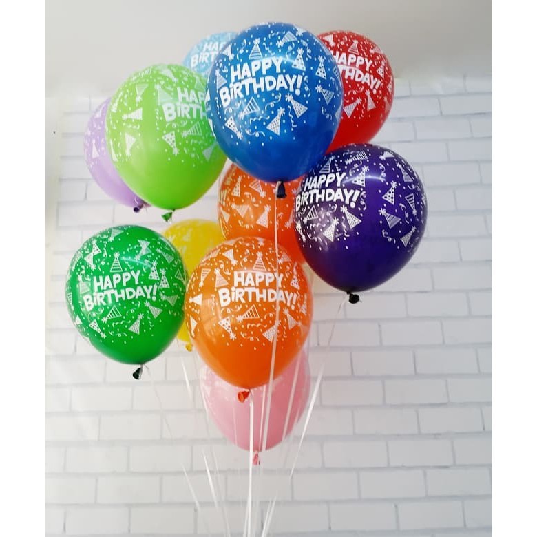 Jual Balon Latex Happy Birthday / Balon Motif Happy BIrthday / Balon ...