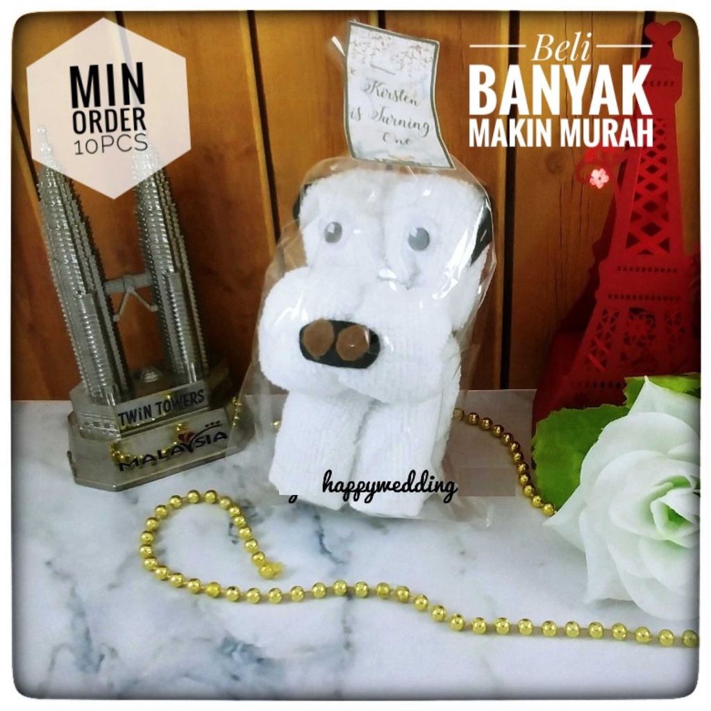 Jual souvenir pernikahan handuk boneka sapi (kemasan plastik) Indonesia ...
