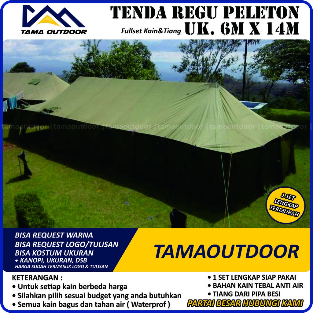 Jual Tenda Peleton Army Barak - Ukuran 6M x 14M Perkemahan | Shopee ...