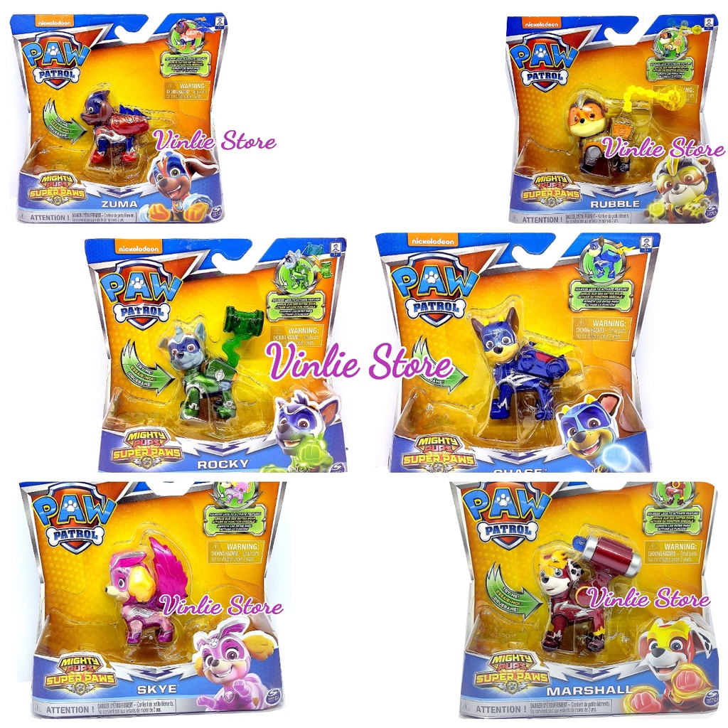 Jual PAW Patrol MIGHTY PUPS SUPER PAWS Rocky Rubble Marsall Rider Chase ...