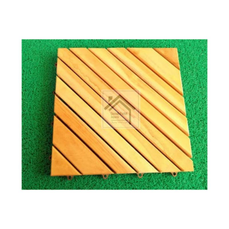 Jual parkit lantai kayu jati model salur miring finishing natural ...