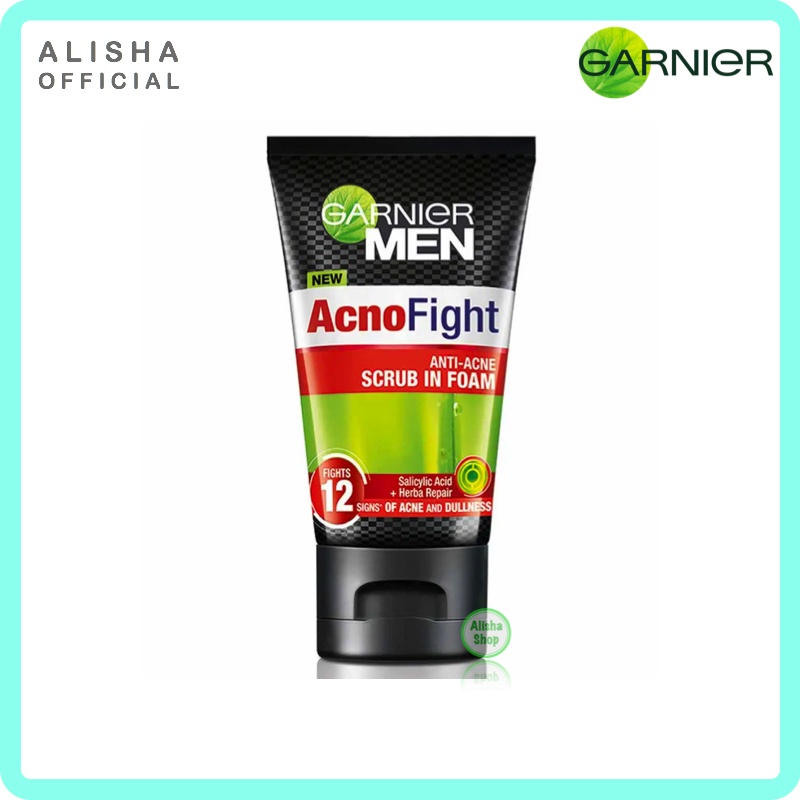 Jual GARNIER Men Acno Fight Anti Acne Scrub In Foam | Shopee Indonesia