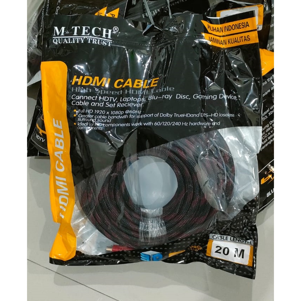Jual Kabel HDMI to HDMI 20m jaring merk M-Tech 20 meter | Shopee Indonesia